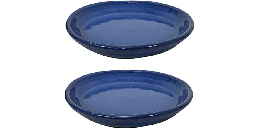 Sunnydaze 9-Inch Ceramic Plant Saucers- Imperial Blue