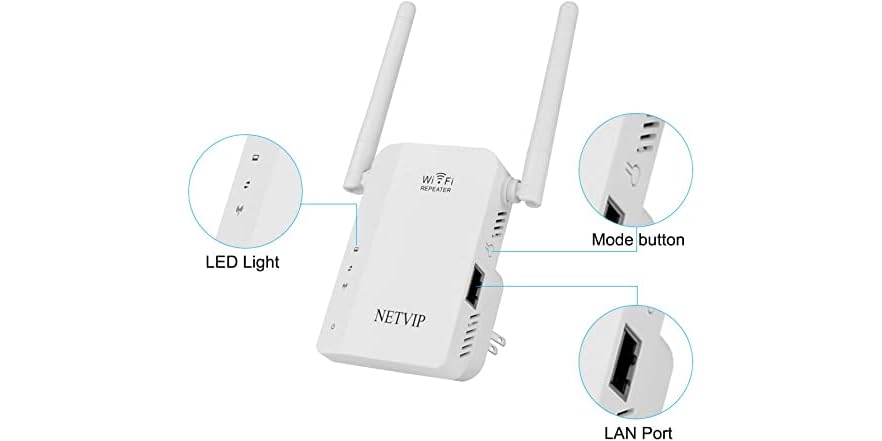 NETVIP 300Mbps WiFi Range Extender Signal Booster