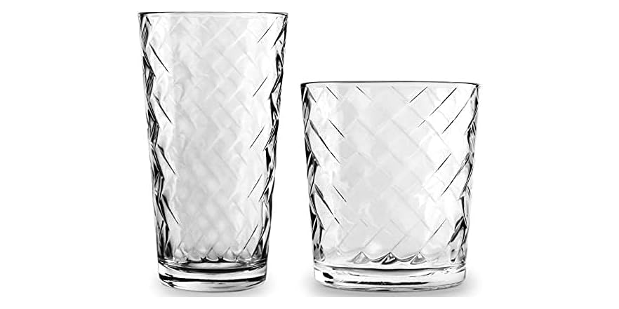 Circleware Chevron Huge 12-Piece Glassware Set