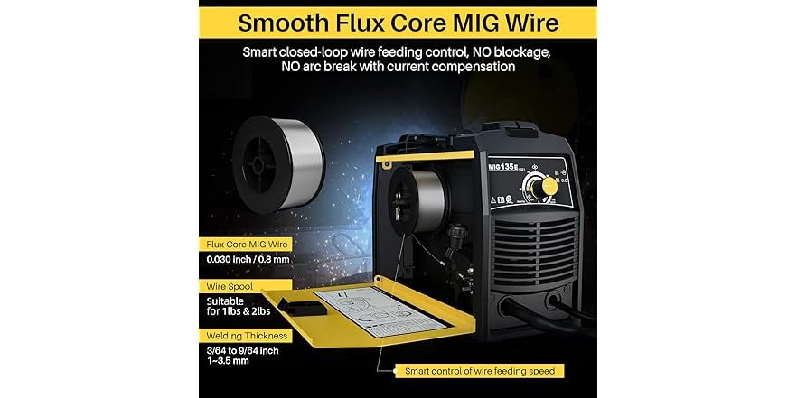 Troozy MIG Welder Flux Core Welder 110V Gasless