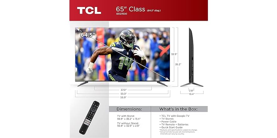 TCL 65-Inch Q7 QLED 4K Smart Google TV