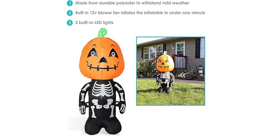 Pumpkin Head Skeleton Man Inflatable
