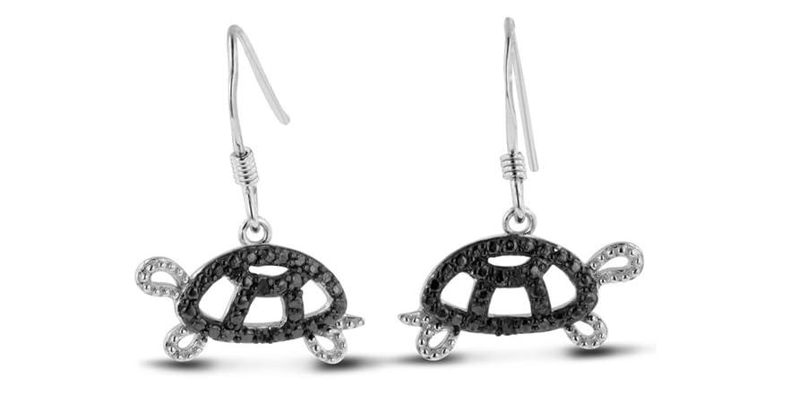 Black Diamond Turtle Earrings