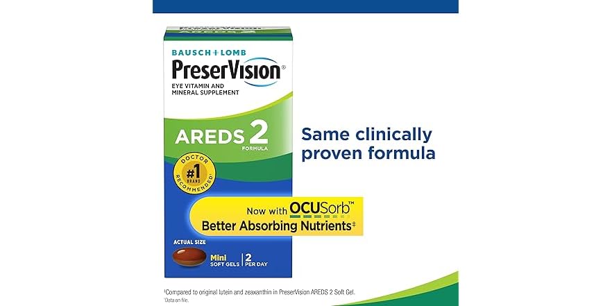 PreserVision AREDS 2 Eye Vitamin & Mineral Supplement, Contains Lutein ...