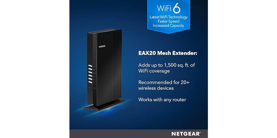 Netgear EAX20 WiFi 6 Mesh Range Extender (Open Box)