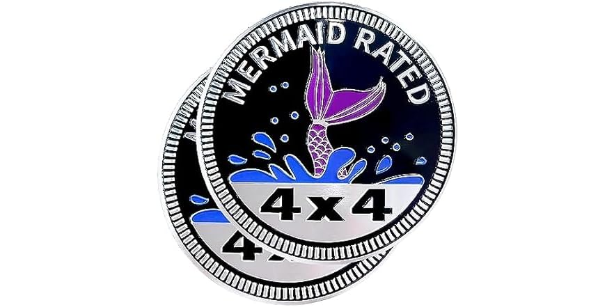 Mermaid Badge Car Emblem 4x4 Metal 2Pc