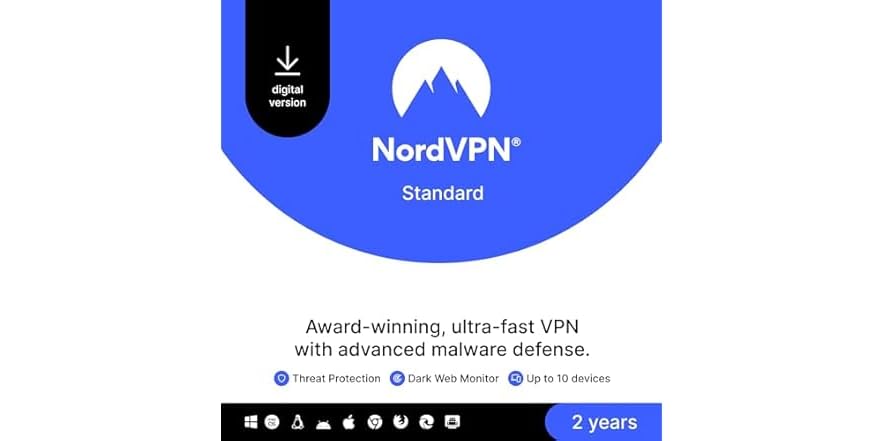NordVPN Standard | 2-Year (10 Devices) VPN & Cybersecurity