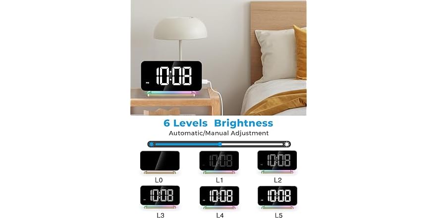 RGB Mirror Digital Alarm Desk Clock