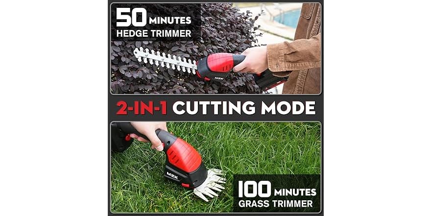 MZK 2-in-1 20V Pole Mini Hedge Trimmer & Grass Shear (Open Box)