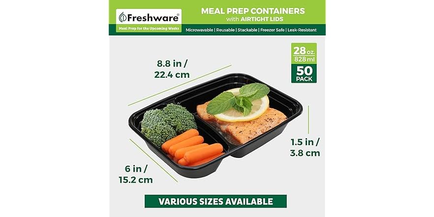 Freshware Meal Prep Containers [50 Pack]