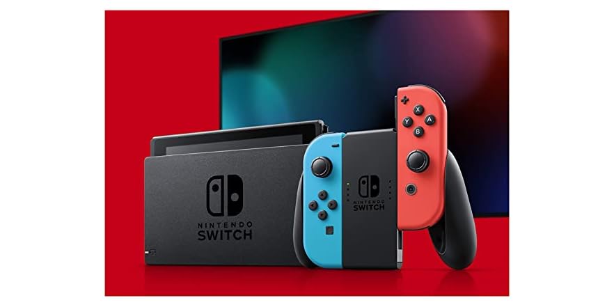 Nintendo Switch with Neon Blue and Neon Red Joy‑Con