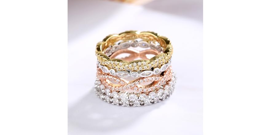 5 Piece Tri Color Ring Set