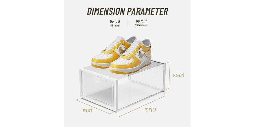 PINKPUM 12 Pack Shoe Storage Boxes with Lids (Open Box)