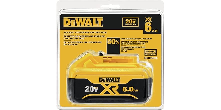 DEWALT DCB206 20V MAX* 6Ah Lithium Ion Battery
