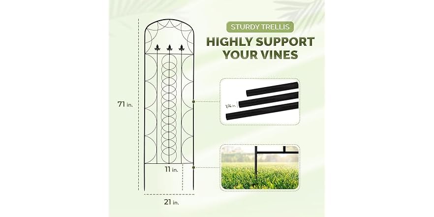 Idzo 71" Metal Garden Trellis Black