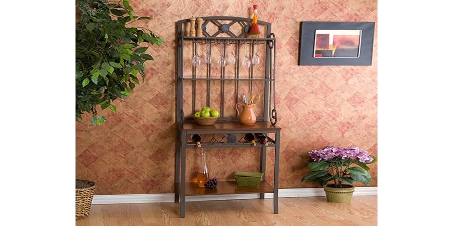 Decorative Bakers Rack with Wine Storage