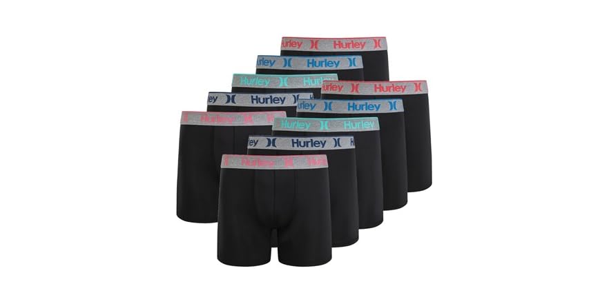 Hurley Men's 10 Pack Solid Boxer Briefs