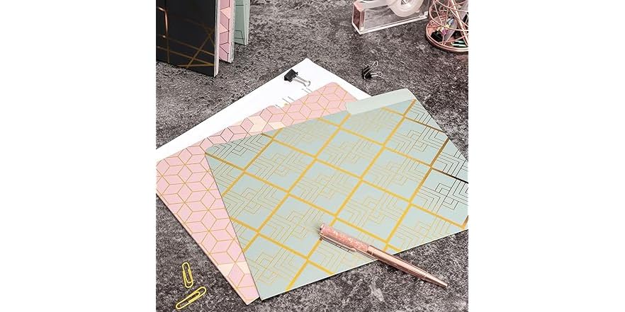 12 Pack Gold Foil Decorative File Folders
