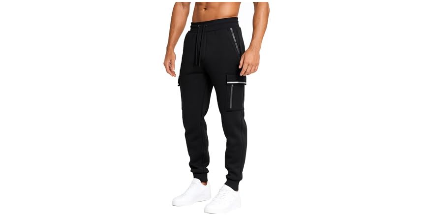 Mens Fleece-Lined Cargo Tech Joggers (S-3XL)