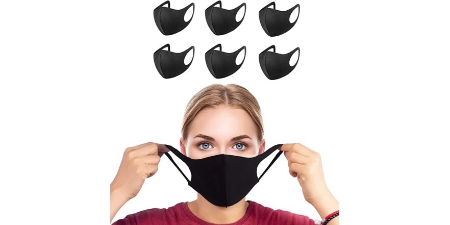 Reusable Washable Black Masks (6-Pack)