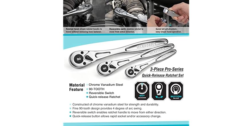 3-Piece Heavy Duty Ratchet Set