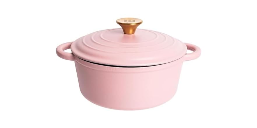 Lexi Home Seashell Pink Cast Iron Enameled Dutch Oven Pot