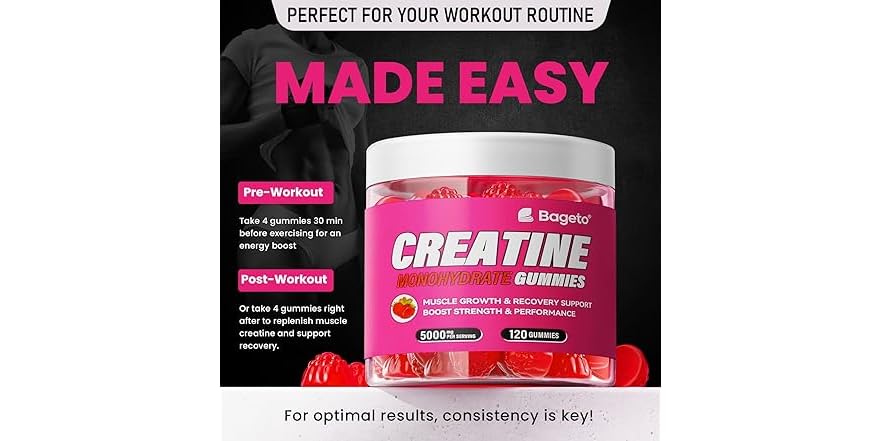 Creatine Monohydrate Gummies 5000mg Strawberry