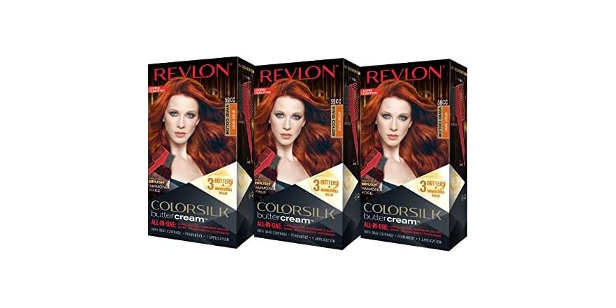 (3-Pack) Revlon Colorsilk Hair Dye, Copper