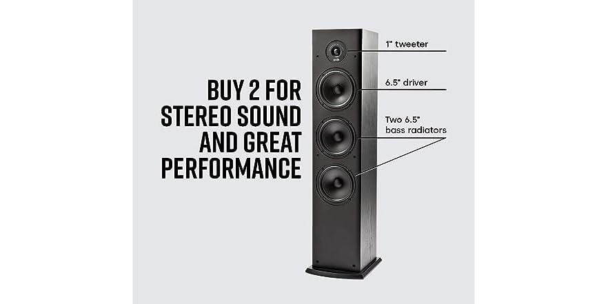 (NEW) Polk Audio T50 150Watt Floor Standing Tower Speaker