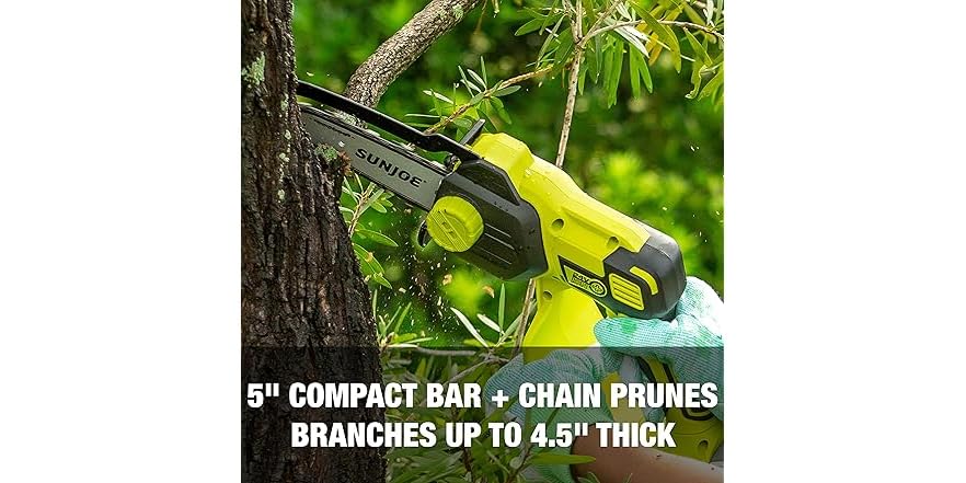 Sun Joe 24V-HCS-LTE-P1 24-Volt iON+ Cordless Mini Chainsaw