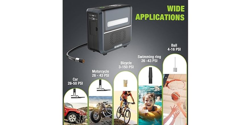 WORKPRO Tire Inflator Portable Air Compressor