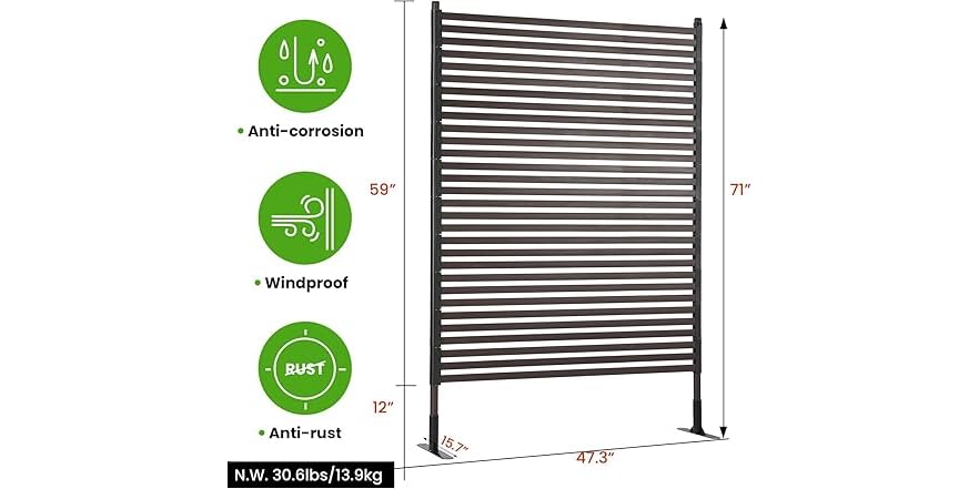 OTOSUNNY Metal Outdoor Privacy Screen 4x6