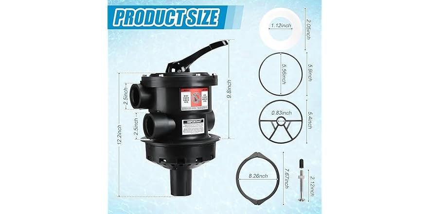 5 PC Top Mount Pool Multiport Valve Set