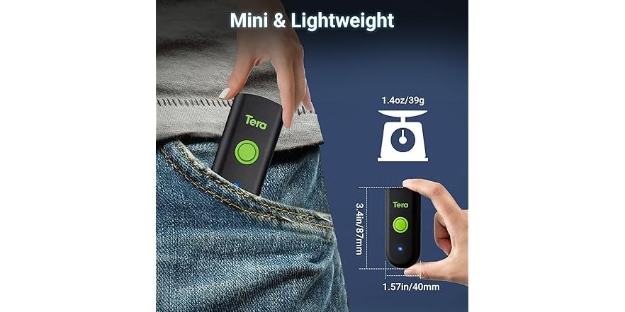 Tera Tera Mini 1D Barcode Scanner: Pocket Wat