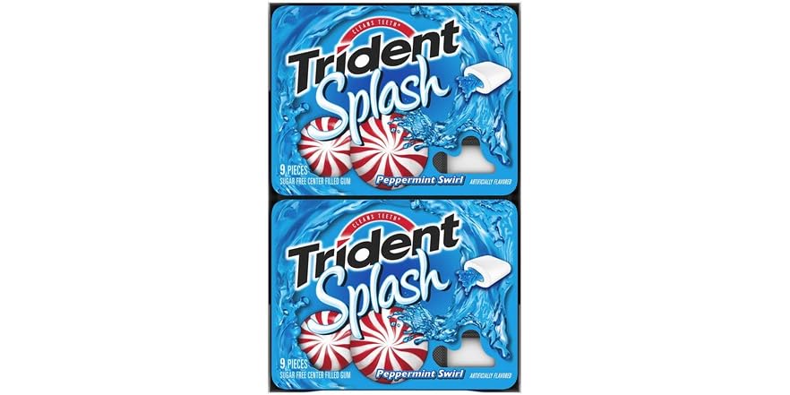 Trident Splash Peppermint Swirl Sugar Free Gum, 20 Packs of 9 Pieces ...