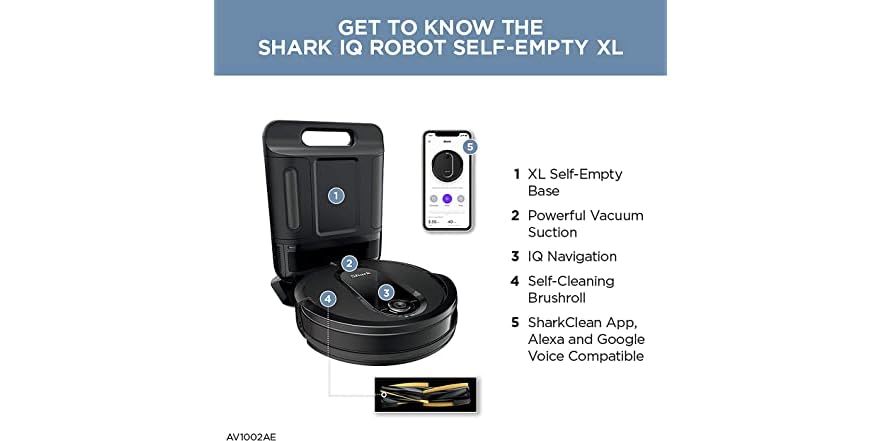 Shark IQ Robot Vacuum AV1002AE with XL Self-Empty Base, Self (Open Box)