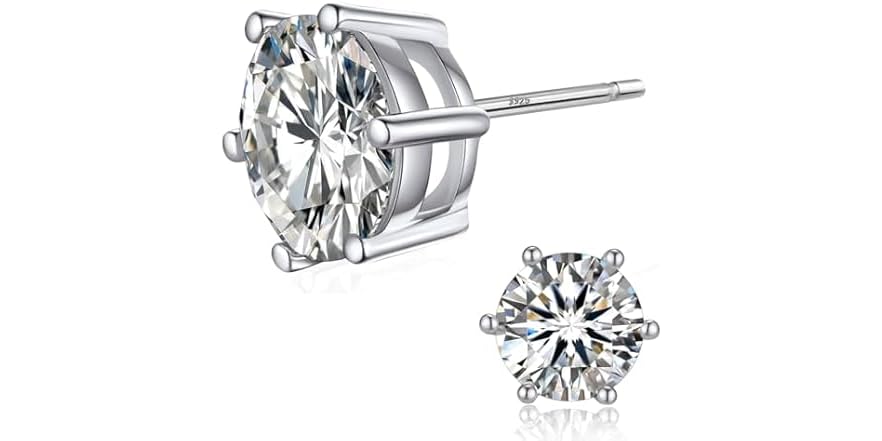 18K Diamond Stud Earrings 1 ct Silver