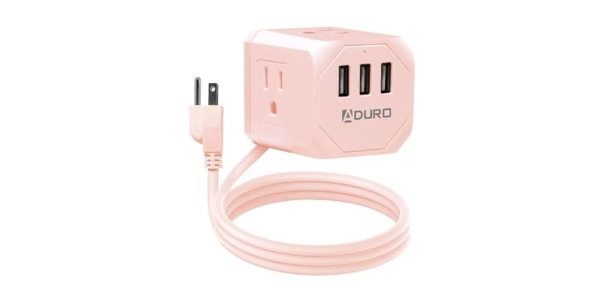 Aduro Square Power Strip - 3 AC Outlets & 3 USB Ports