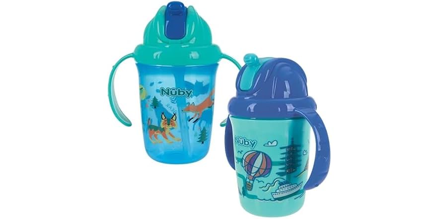 Nuby No-Spill Trainer Soft Straw 2-Handle Cup 8oz