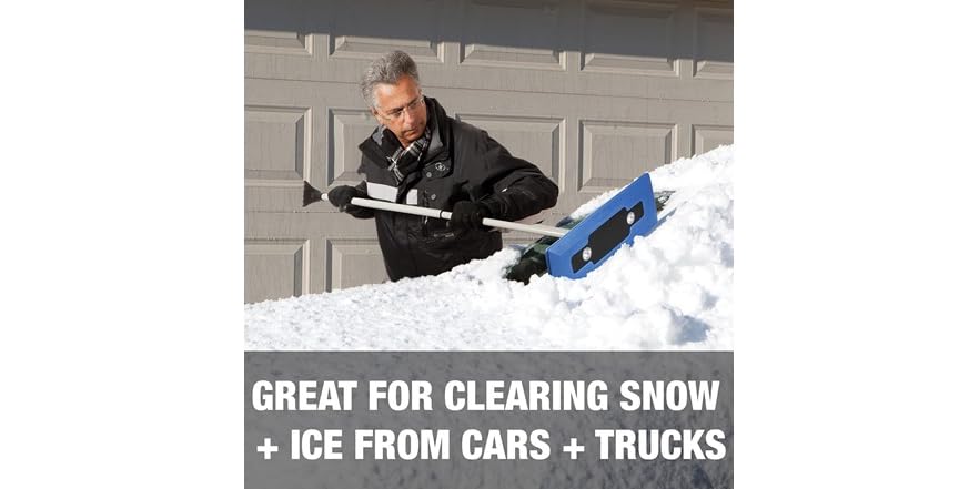 Snow Joe 4-In-1 Snow Broom + Ice Scraper