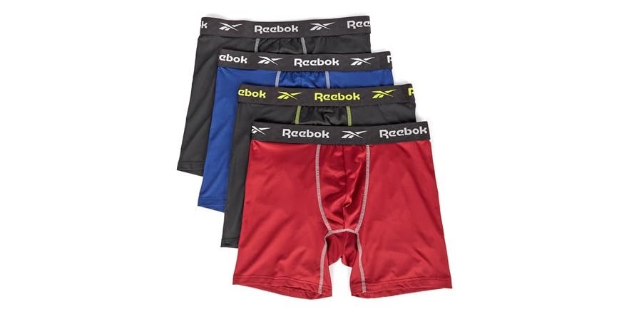 Reebok 4-Pack Performance Boxer Briefs