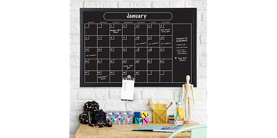 Magnetic Calendar Chalkboard 20" X 30"