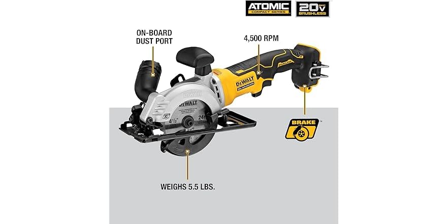 DEWALT DCS571B ATOMIC 20V MAX* 4.5in Circular Saw