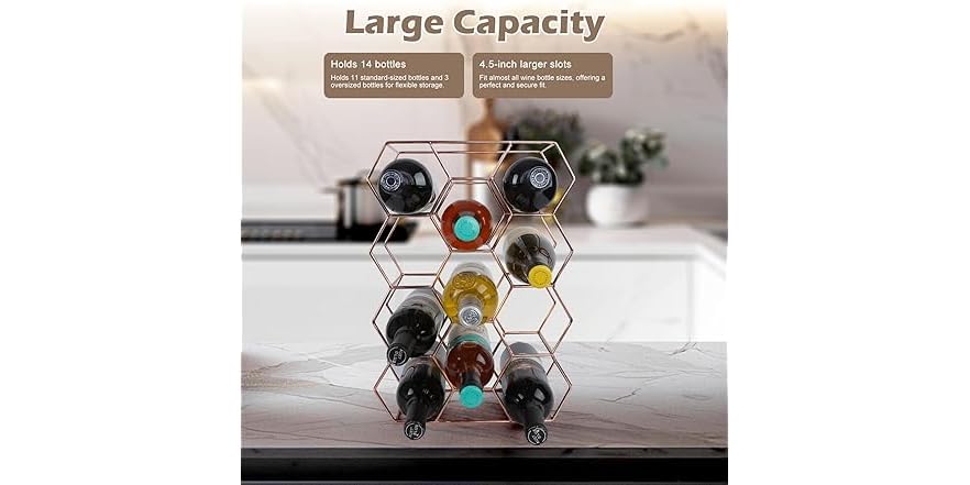 Rose Gold Countertop Wine Rack 14 Bottles