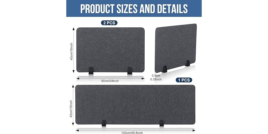 3PC Soundproof Acoustic Desk Divider