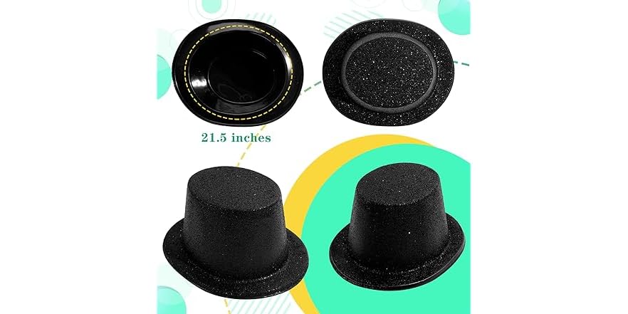 12 Pack Glitter Top Hats Costume Party
