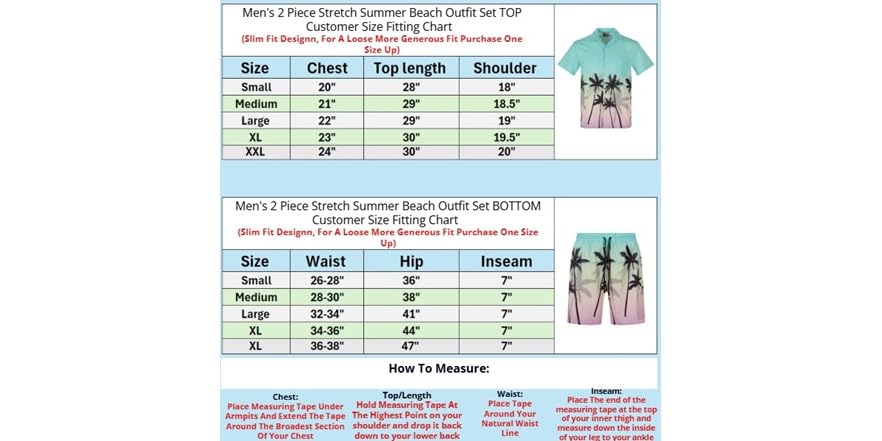 2Pc Mens Top & Bottom Beach Set