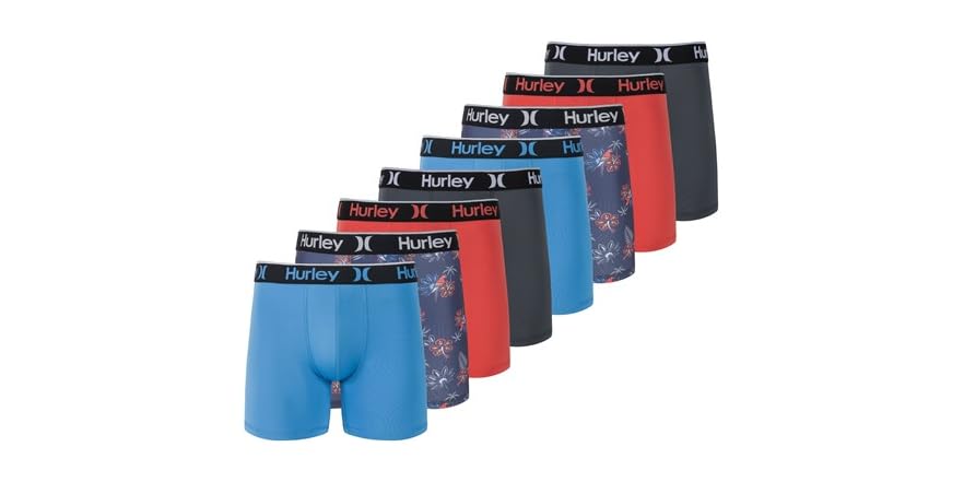 Hurley Men's 8 Pack Printed Boxer Briefs