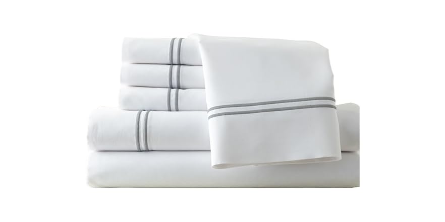 Italian Hotel Collection 1000TC 6Pc Sheet Set w/ Double Marrow Hem