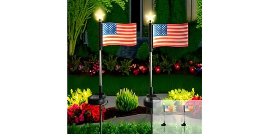 Hakol American Flag Solar Lights - 2 Pack